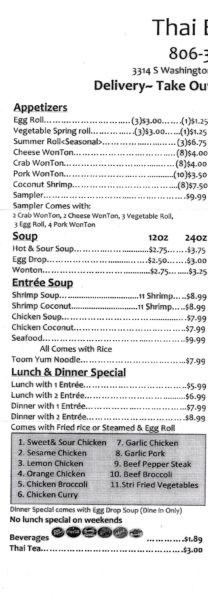 Thai Express Menu – Amarillo Menu