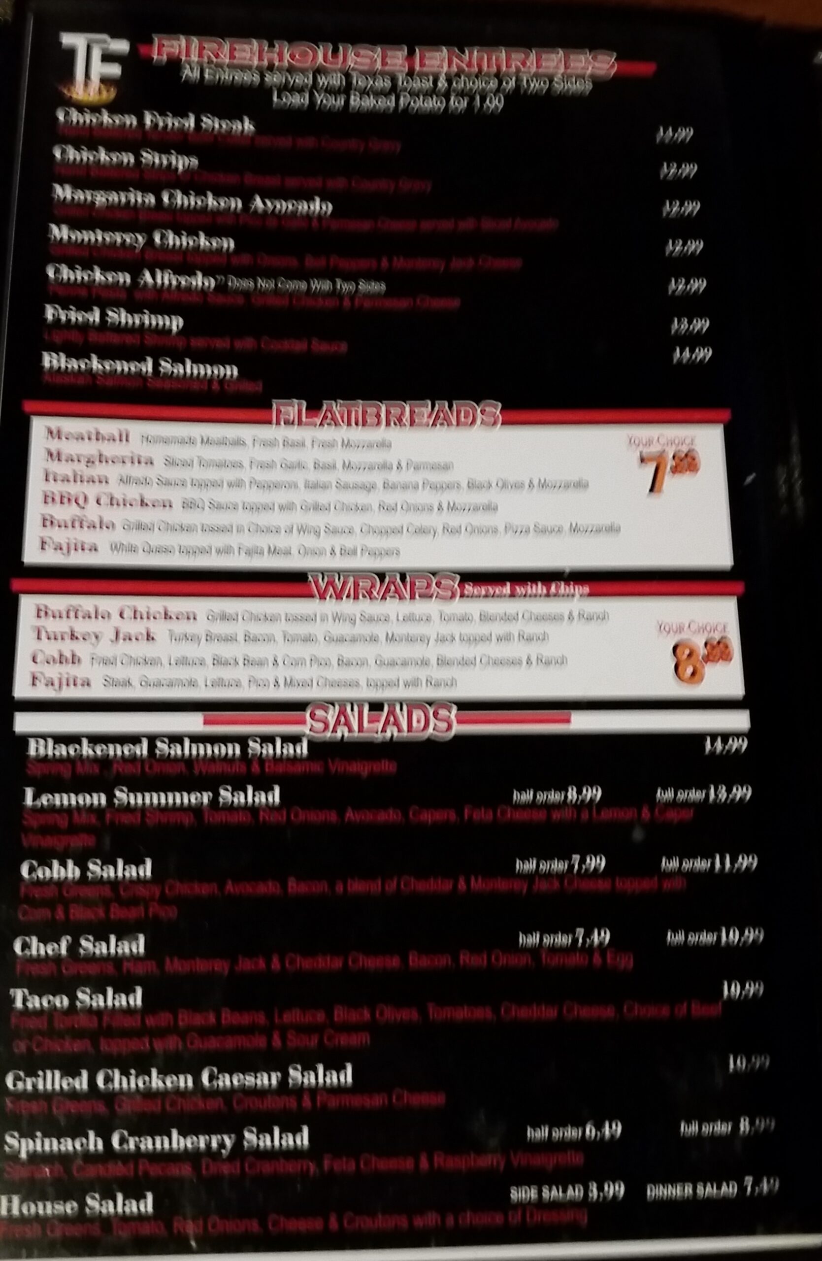 Texas Firehouse Sports Bar and Grill – Menu – Amarillo – Amarillo Menu
